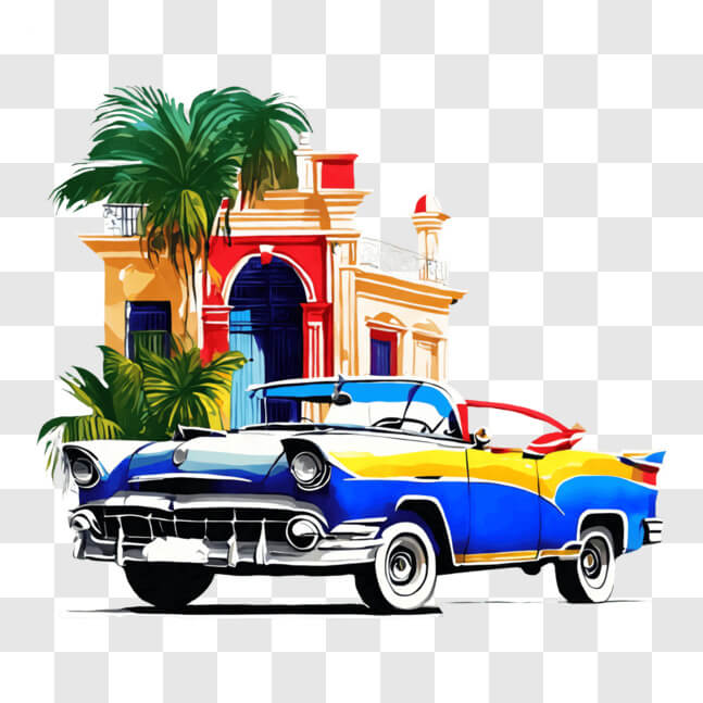 Download Vintage Car in Havana, Cuba with Colorful Building and Palm ...