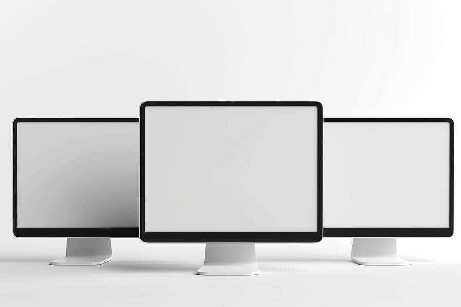 Download 3D Render of Three Computer Monitors with Blank Screens ...