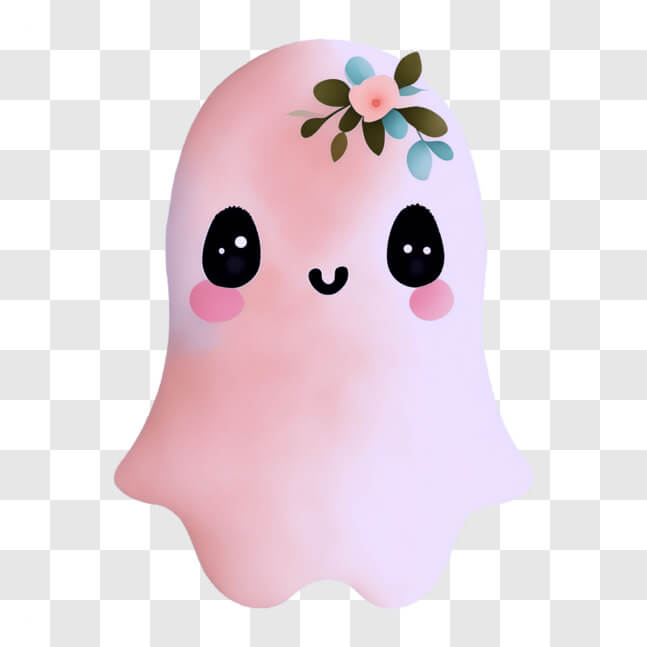 Download Cute Pink Ghost with Flower Decoration PNGs Online - Creative ...