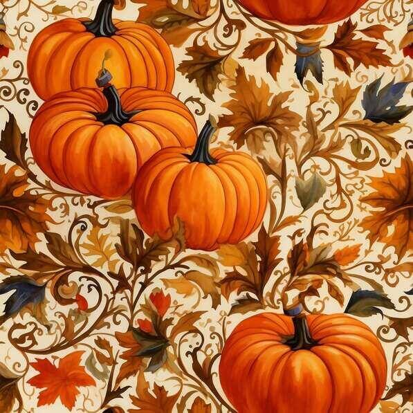Download Autumn-Inspired Pumpkin and Leaf Seamless Pattern Patterns ...