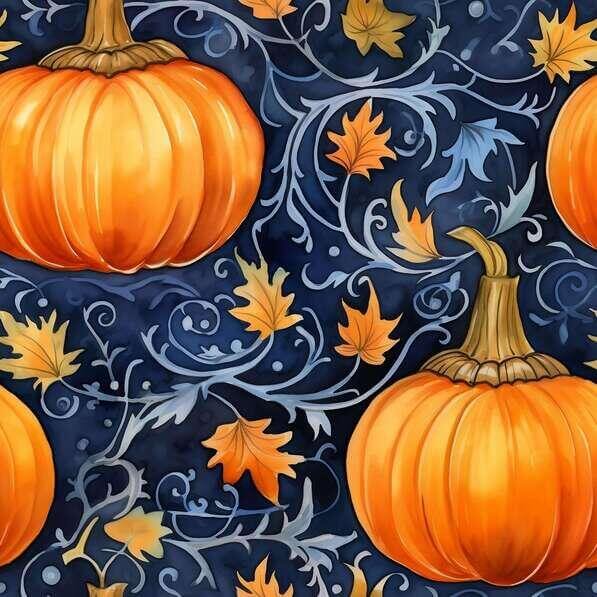 Download Seamless Pumpkin and Leaves Pattern for Fall Season Patterns ...