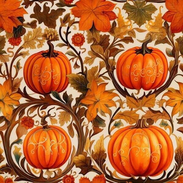 Download Colorful Fall Pumpkin, Leaves, and Flower Pattern Patterns ...