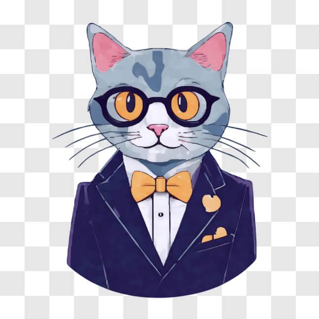 Descarga Gato Gris con Gafas y Corbata de Moño a la Moda Cartoons En ...
