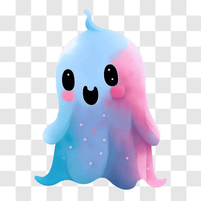 Download Cute Blue and Pink Ghost Smiling PNGs Online - Creative Fabrica