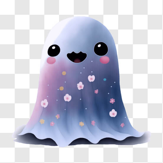 Download Cute White Ghost with Pink Flowers PNGs Online - Creative Fabrica