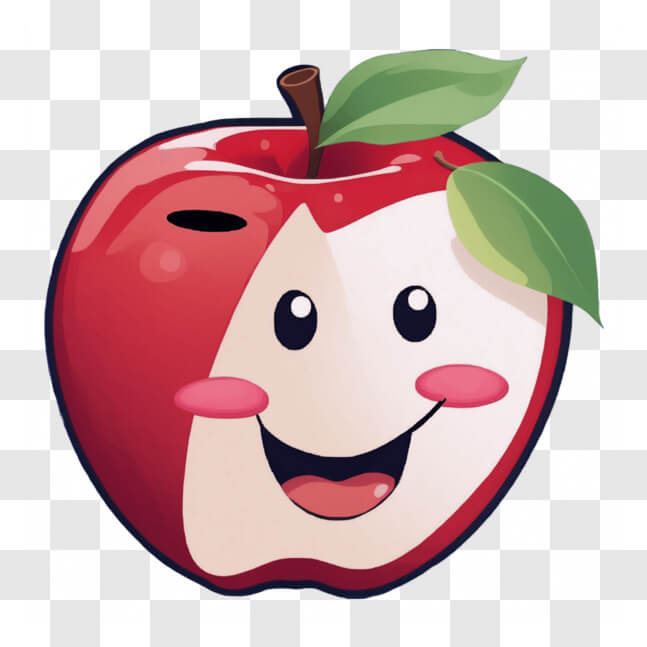Download Happy Apple with Smile and Green Leaves Cartoons Online ...