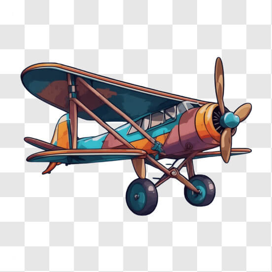 Download Orange and Blue Airplane Flying in the Air Cartoons Online ...