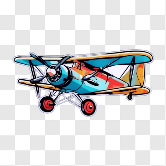Download Orange and Blue Airplane Flying in the Air Cartoons Online ...