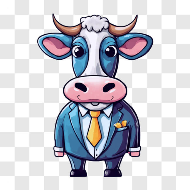 Download Cartoon Cow in Elegant Suit and Tie Cartoons Online - Creative ...