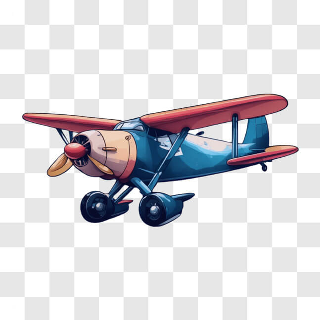 Download Vintage Blue and Red Airplane Flying in the Dark Cartoons ...