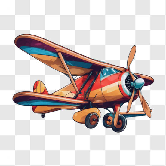 Download Orange and Blue Airplane Flying in the Air Cartoons Online ...