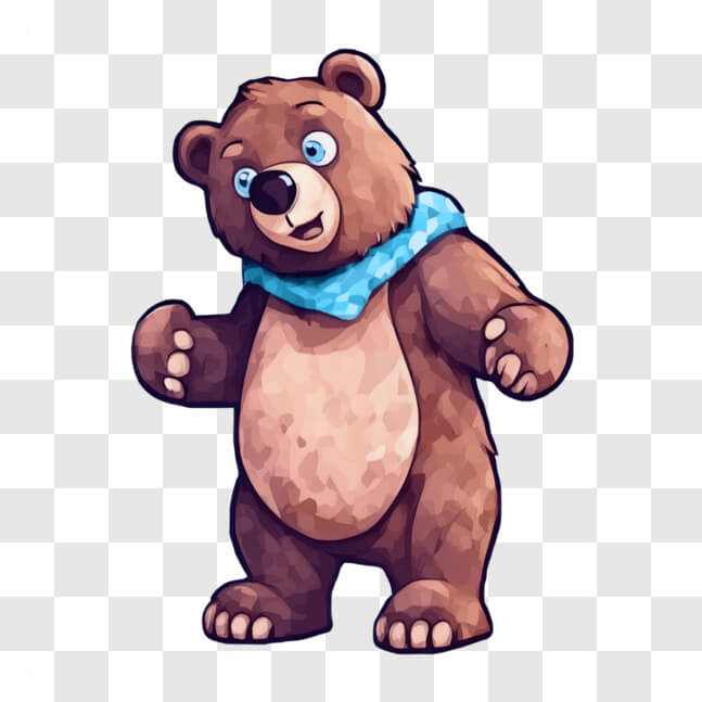 Download Playful Brown Bear with Blue Scarf Cartoons Online - Creative ...