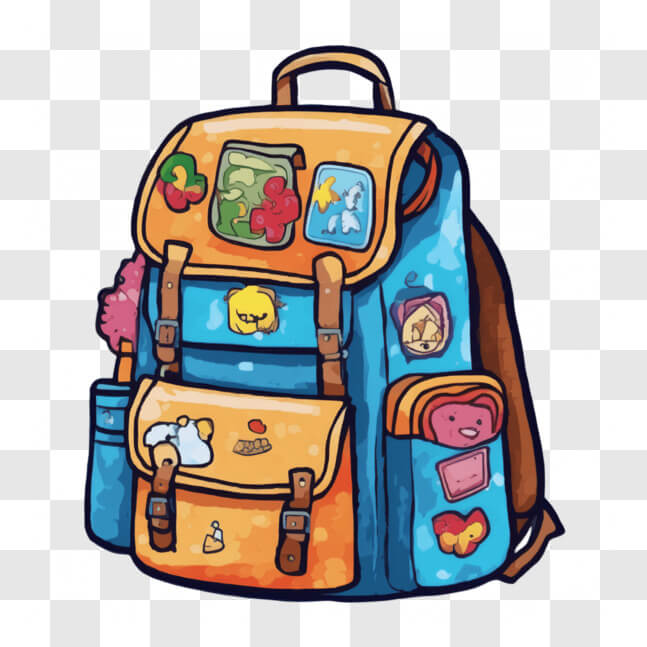 Download Colorful Backpack with Stickers and Patches Cartoons Online ...