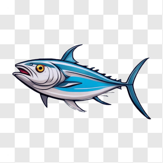 Download Blue and White Tuna Fish Illustration on Black Background ...