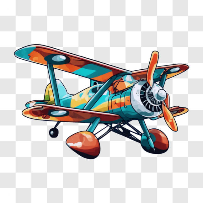 Download Colorful Retro Airplane Flying in the Sky Cartoons Online ...