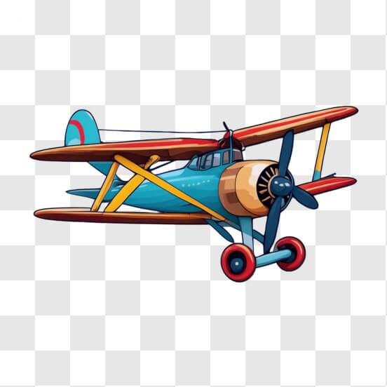 Download Cartoon Biplane Flying in the Sky with Two People Inside ...