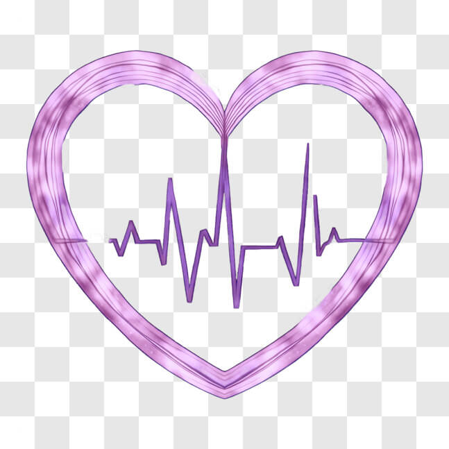 Download Purple Heart with ECG Line Symbolizing Cardiac Symptoms PNGs ...