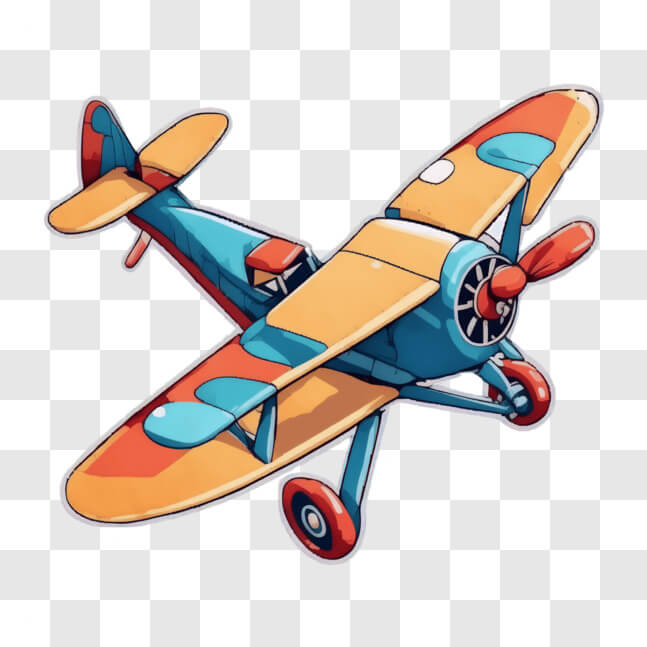 Download Orange and Blue Airplane Flying in the Air Cartoons Online ...
