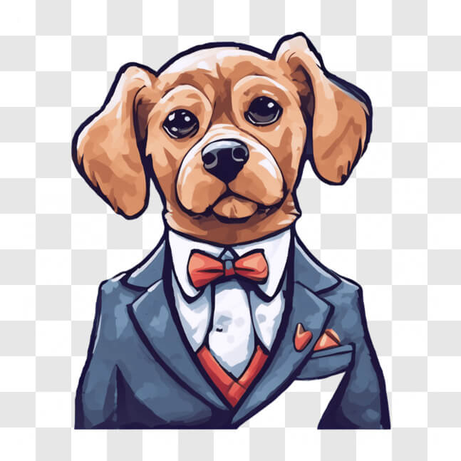 Download Cartoon Dog in Formal Attire with Red Bow Tie Cartoons Online ...