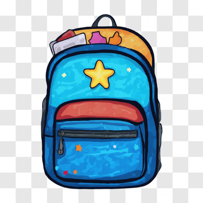Download Blue Backpack with Star Design for School Supplies Cartoons ...
