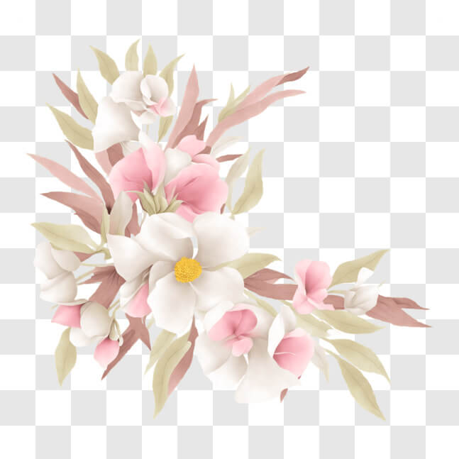 Download Upside-Down Triangle Flower Bouquet in Pink and White PNGs ...