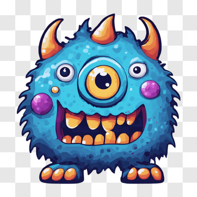 Download Cartoon Monster Toy with Large Eyes and Big Smile Cartoons ...