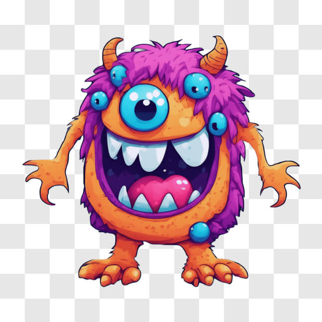Download Orange and Purple Monster with Big Blue Eyes and a Smile ...