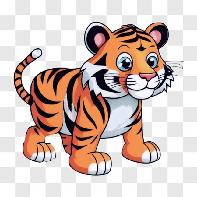Download Friendly Cartoon Tiger Standing on Black Background Cartoons ...