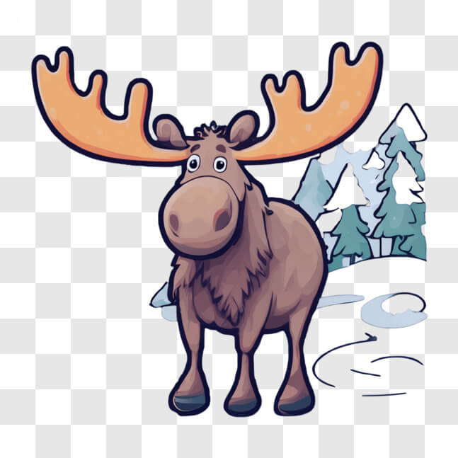 Baixe Alce Cartoon na Floresta Cartoons - Creative Fabrica