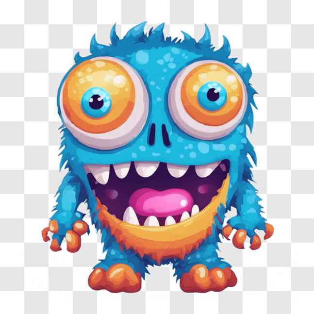 Download Blauw Monster met Oranje Ogen en Grote Mond - Pictogram of ...