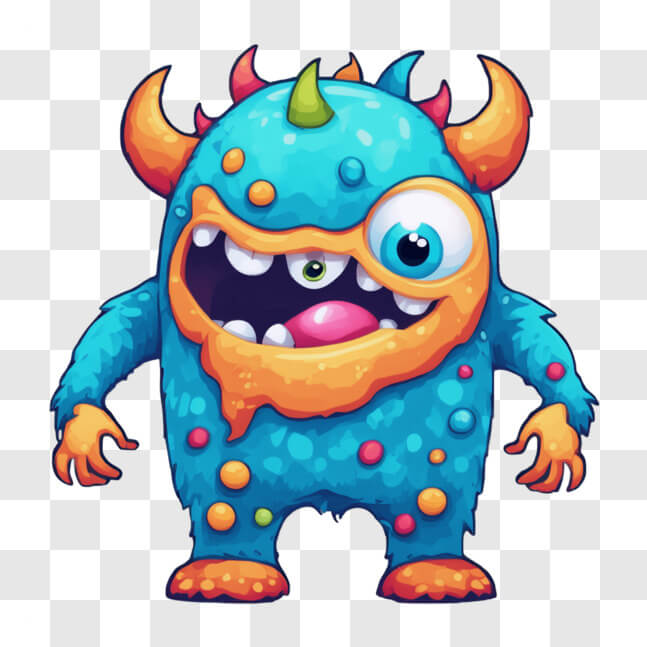 Download Blue Monster with Colorful Eyes and Big Teeth Cartoons Online ...