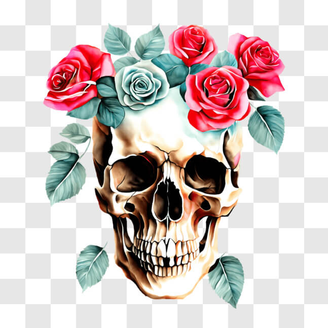 Download Skull with Roses in Spring PNGs Online - Creative Fabrica
