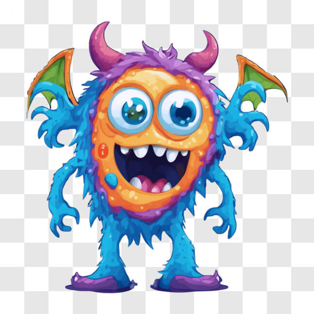 Download Colorful Cartoon Monster with Big Ears and Outstretched Arms ...