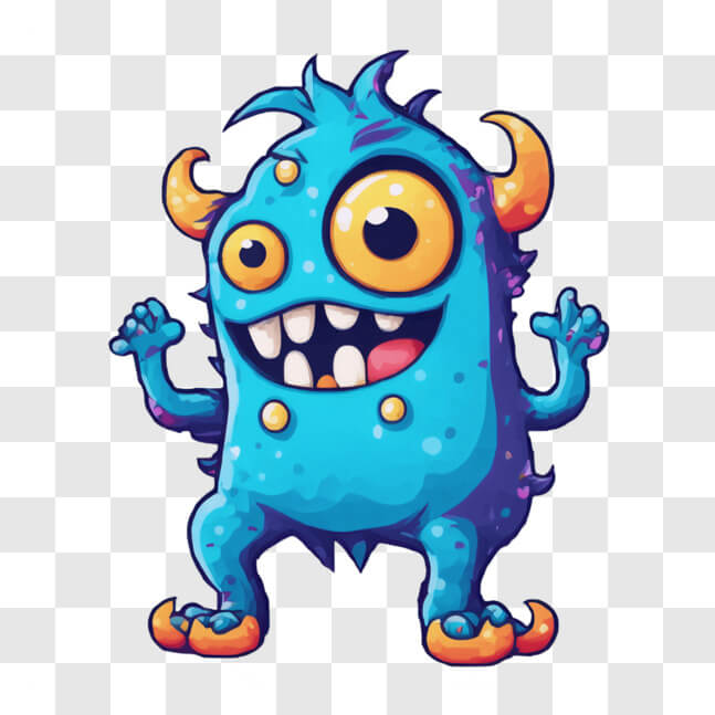 Download Cartoon Monster with Blue Body and Orange Horns Cartoons ...