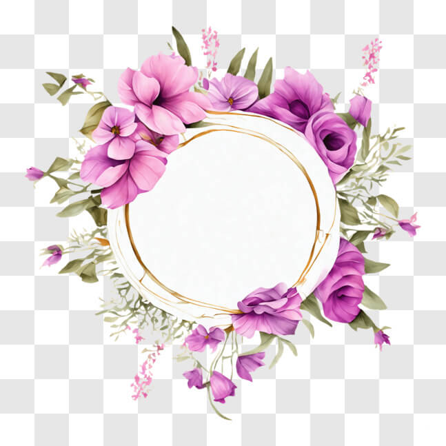 Download Purple Flower Round Frame for Decorations and Invitations PNGs ...