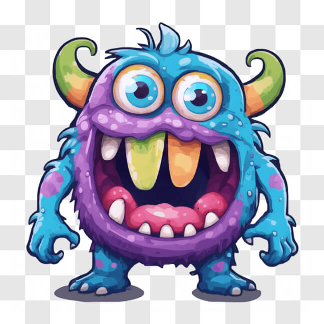 Download Cartoon Monster Illustratie met Paarse en Blauwe Ogen Cartoons ...