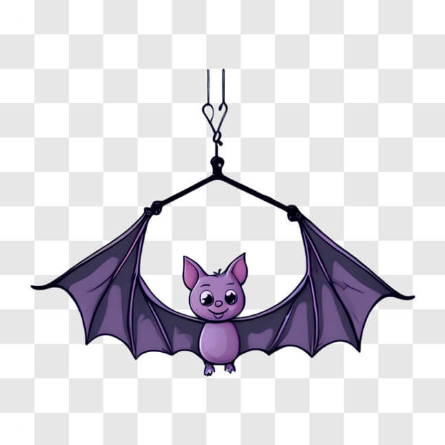 Download Purple Bat Hanging from Ceiling Cartoons Online - Creative Fabrica