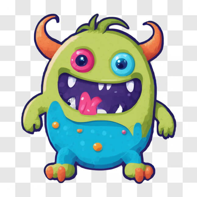 Download Cartoon Monster with Big Eyes and Large Horns Cartoons Online ...