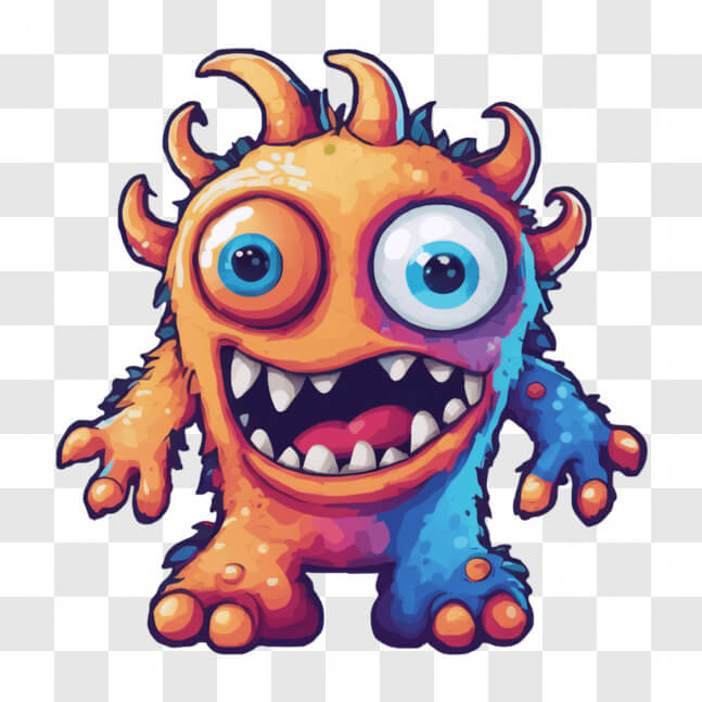 Download Funny and Playful Orange and Blue Monster Illustration ...