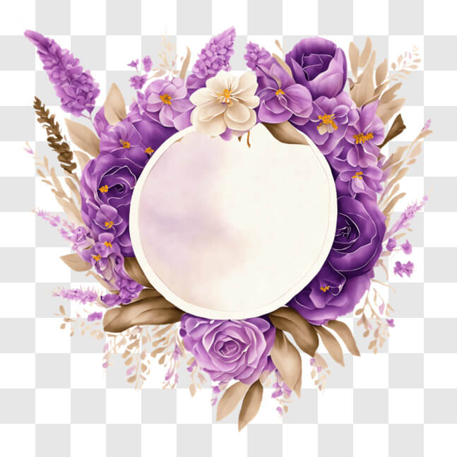 Download Purple Flower Circle Frame for Wedding Invitations and ...