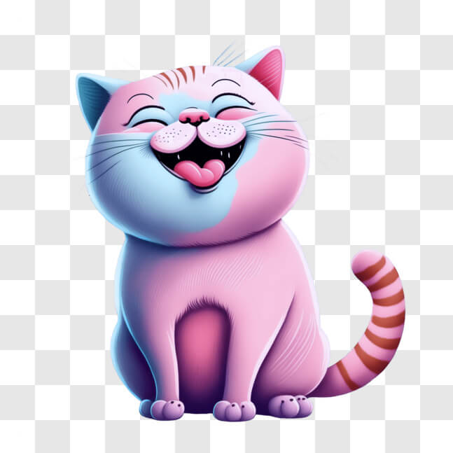 Descarga Feliz Gato Rosa con la Lengua Afuera en Fondo Negro PNGs En ...