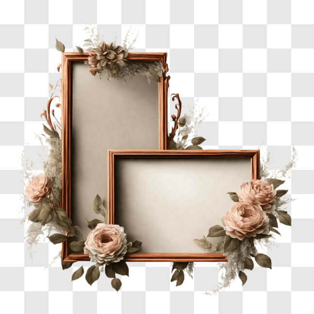 Download Decorative Wooden Photo Frames with Roses and Flowers PNGs ...