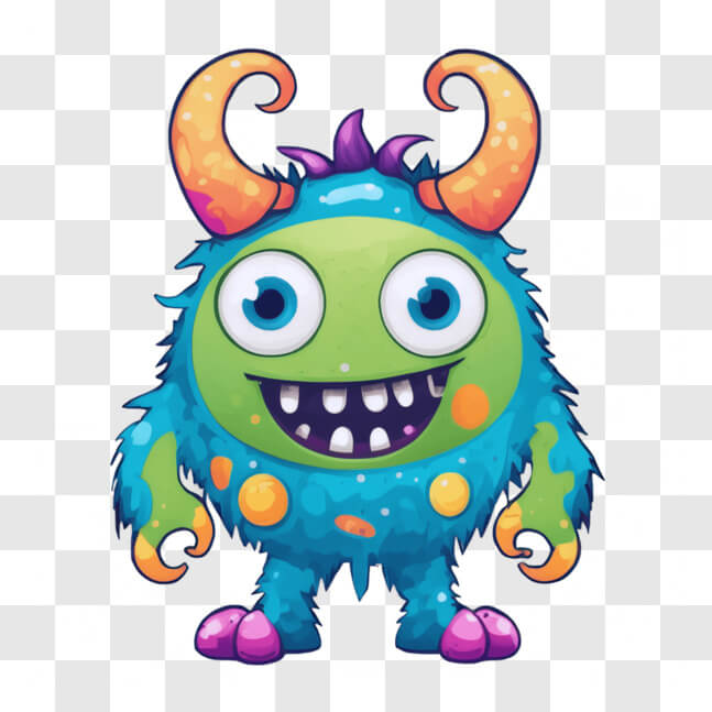 Download Cartoon Monster with Big Eyes and Large Horns Cartoons Online ...