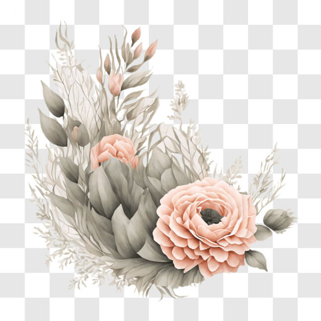 Download Pink and Gray Flower Bouquet on Black Background PNGs Online ...