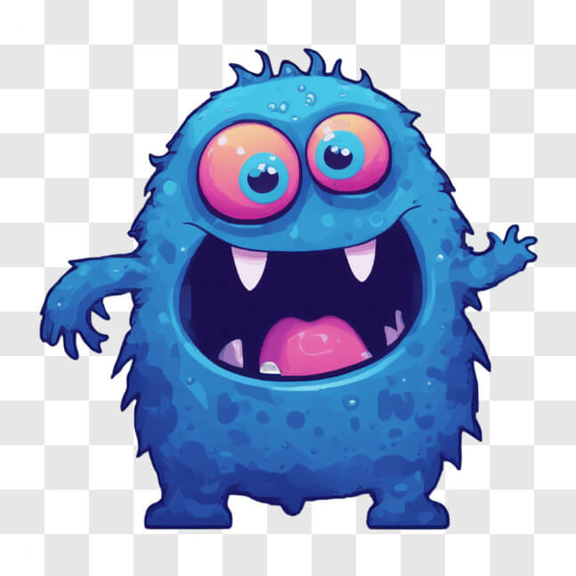 Download Blue Monster with Pink Eyes and Open Mouth Cartoons Online ...