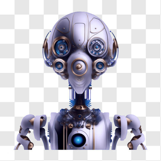 Download White Robot with Blue Eyes on Black Background PNGs Online ...