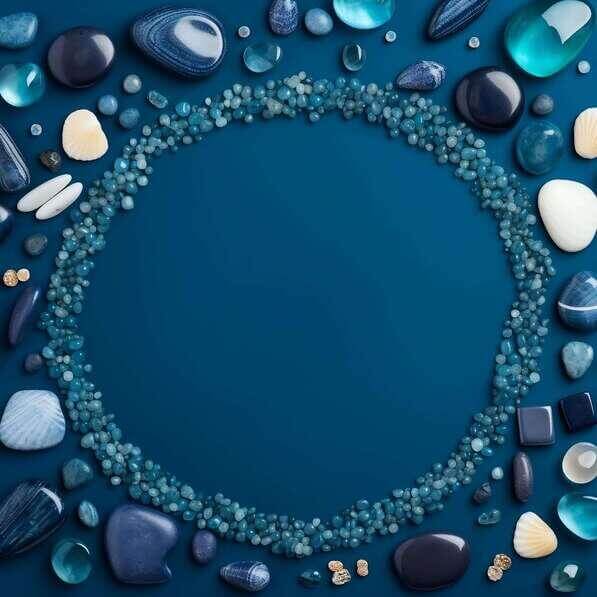 Download Blue Stones and Pebbles Abstract Frame on Blue Background ...
