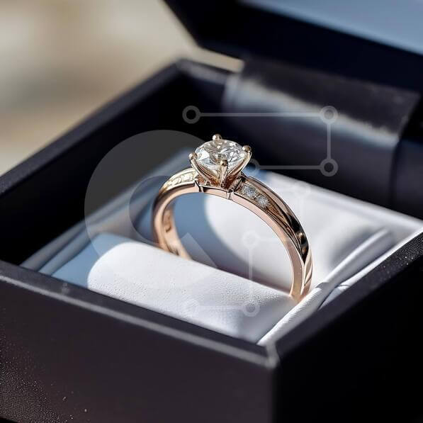 Personalized Engagement Ring in Black Box with Diamond stock photo ...