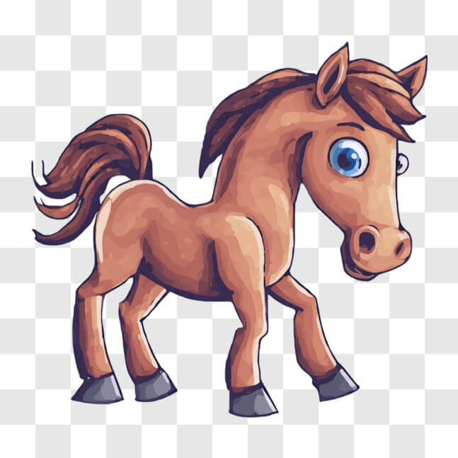 Cartoon-Pferd mit braunem Haar und blauen Augen Cartoons online ...