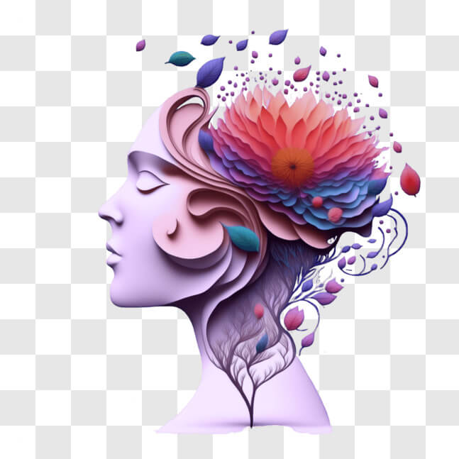 Download Illustration of Mind-Body Connection with Floral Head PNGs ...